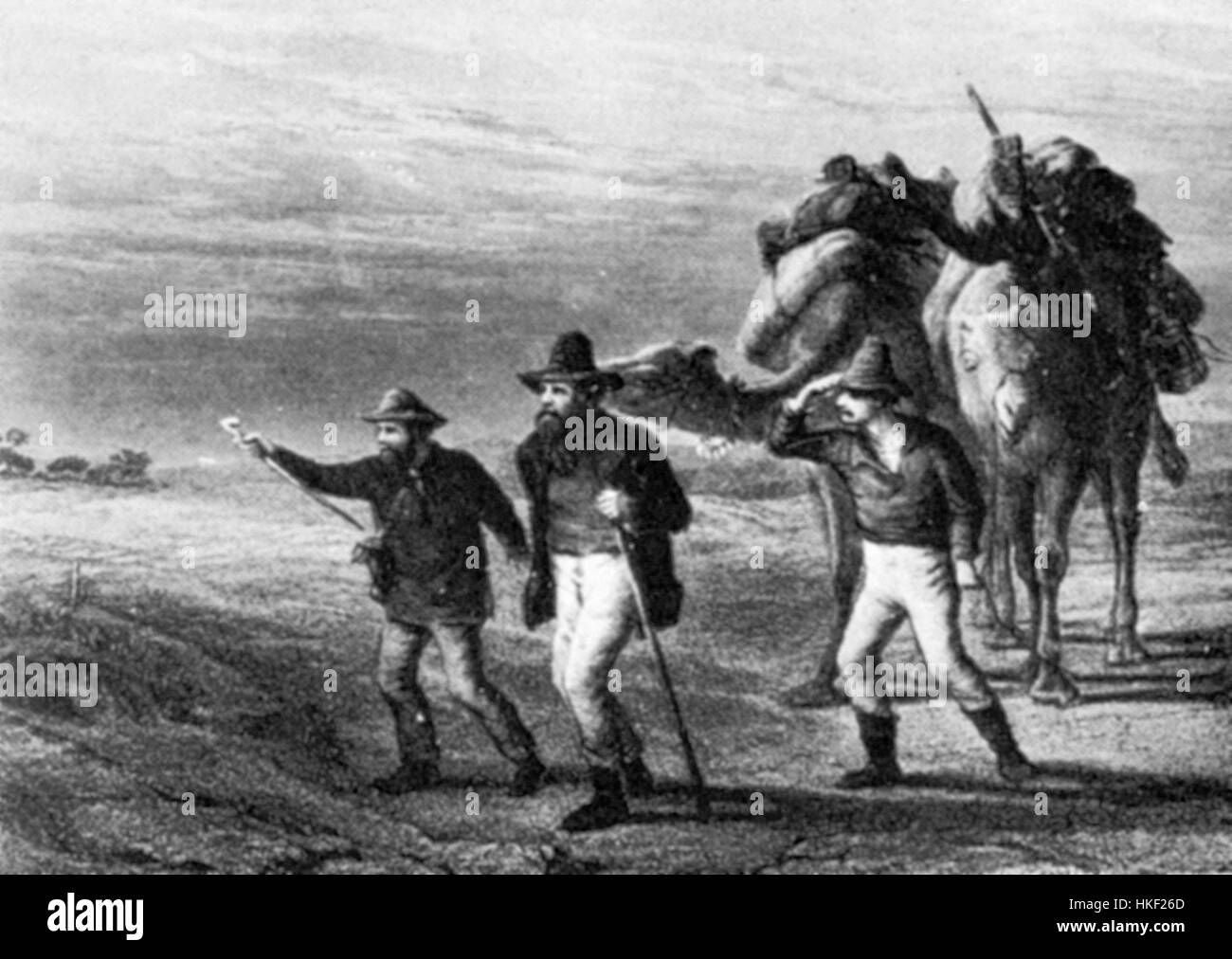 This artwork by Nicholas Chevalier commemorates the Burke and Wills ...