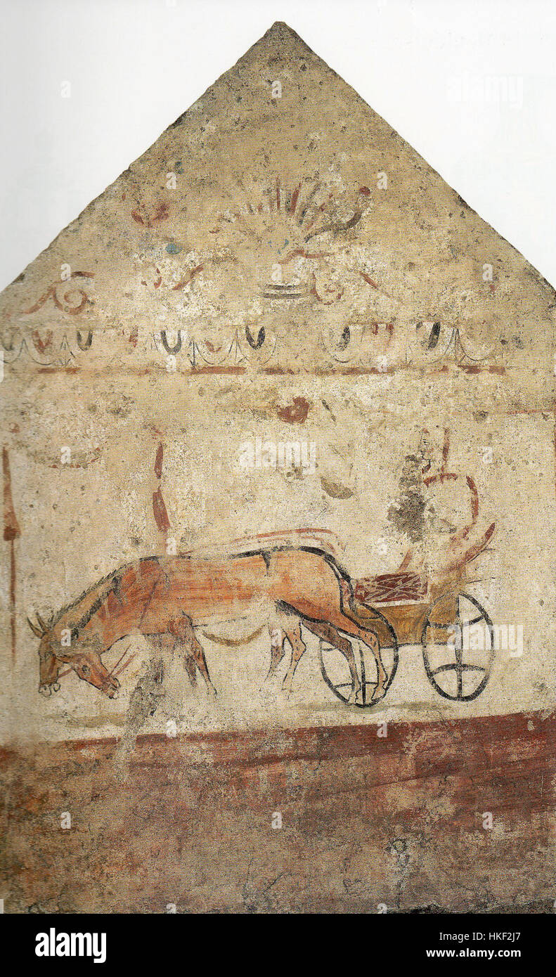 This painting titled 'Grab des Maultierkarrens' depicts the burial site ...