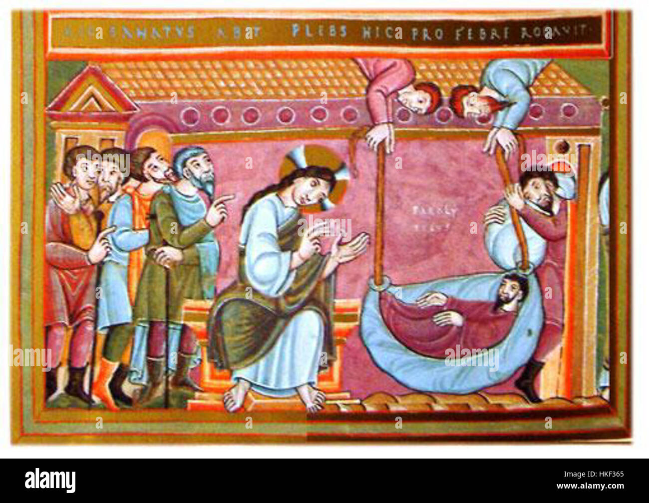 The 'Codex Aureus' painting, titled 'Healing of the Paralytic ...