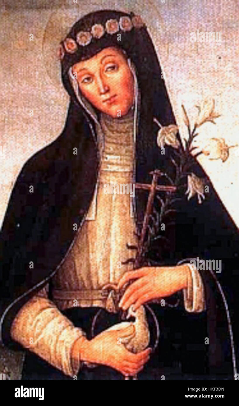 The painting of Columba of Rieti depicts the 13th-century Italian saint ...