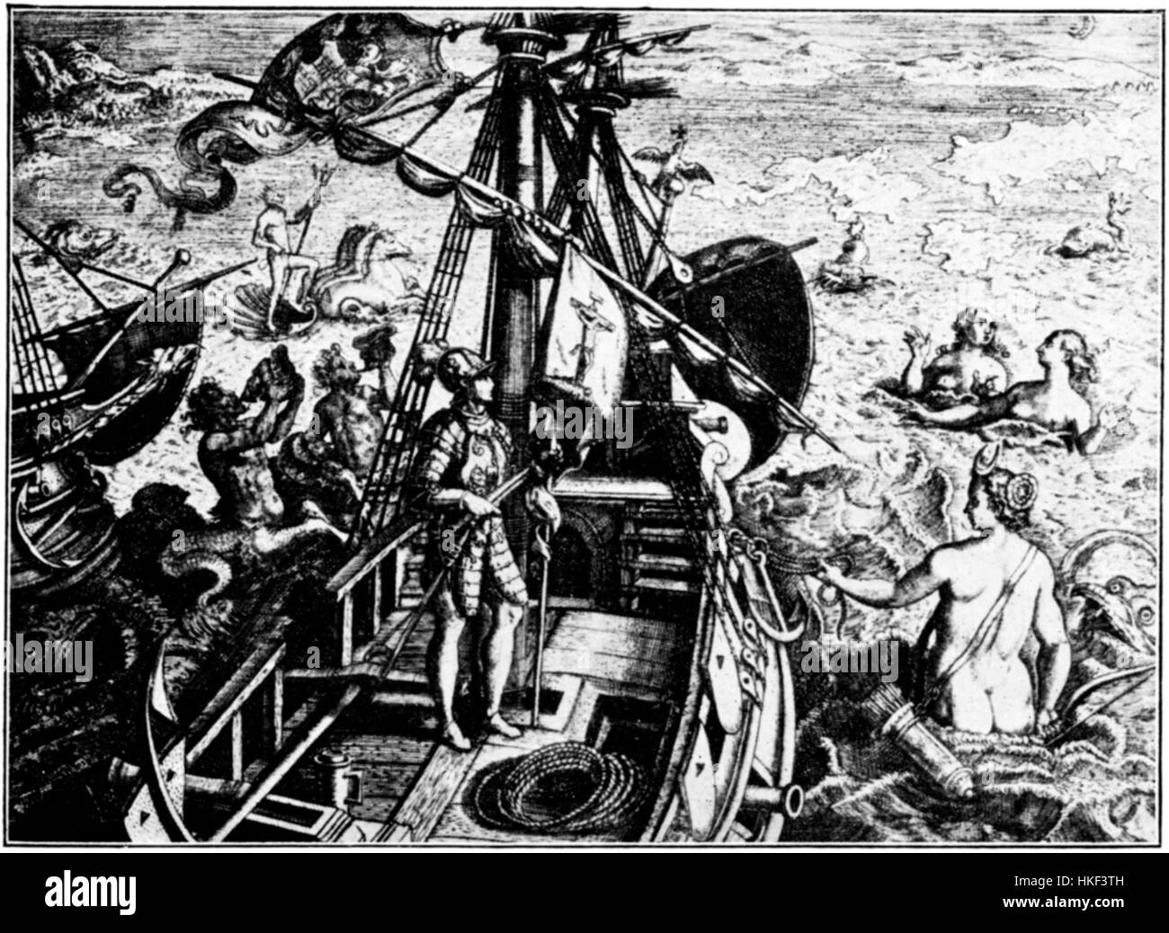 An allegorical painting depicting Christopher Columbus, celebrating his ...