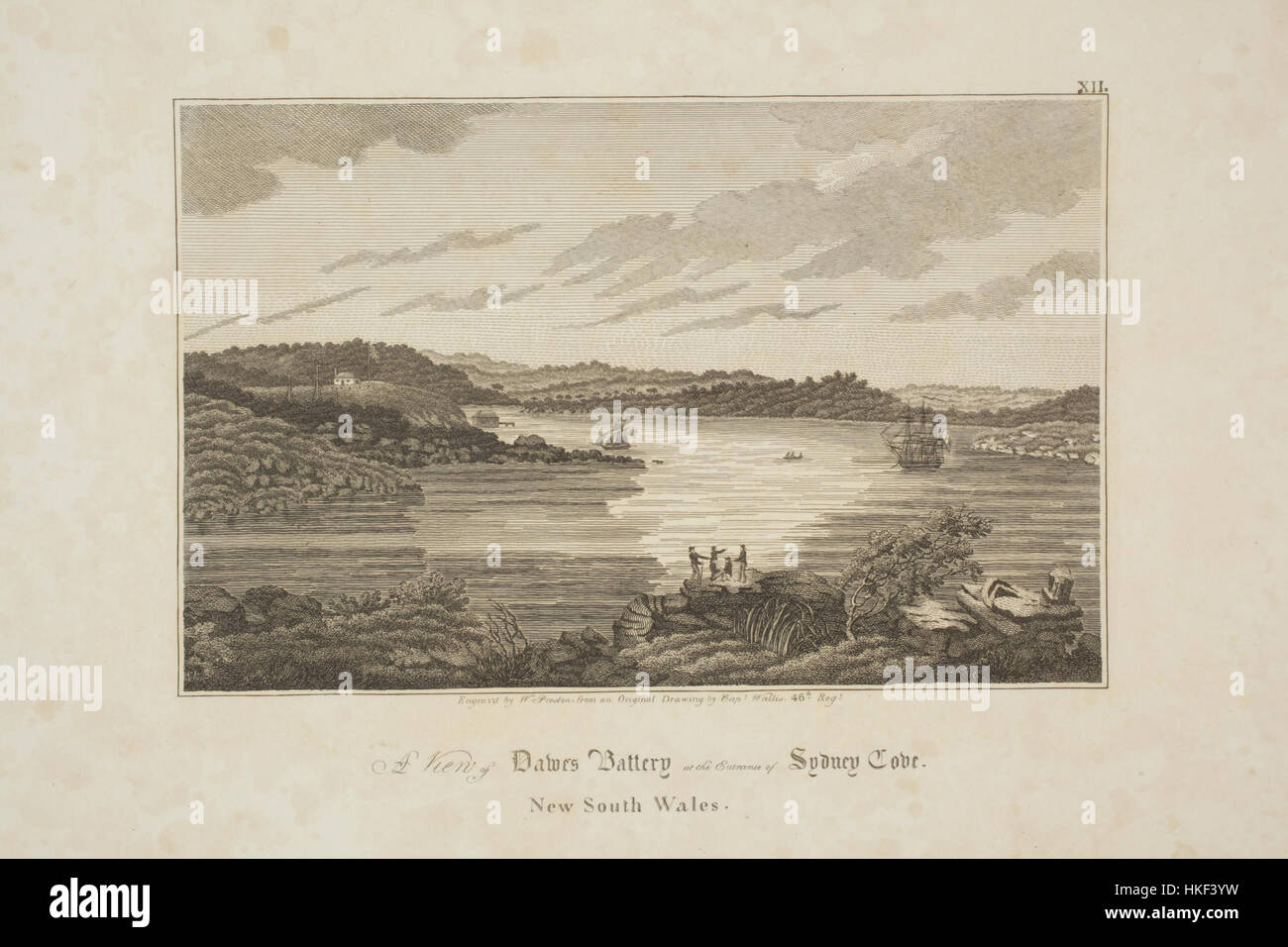 This painting depicts the Dawes Point Battery, built in 1821 as part of ...