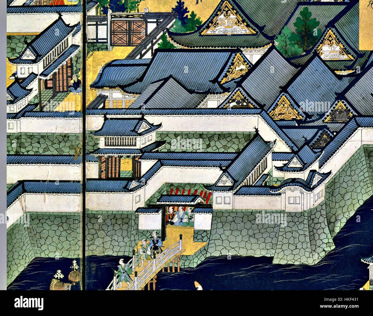 A historical painting from the Edo period, showcasing the distinctive ...
