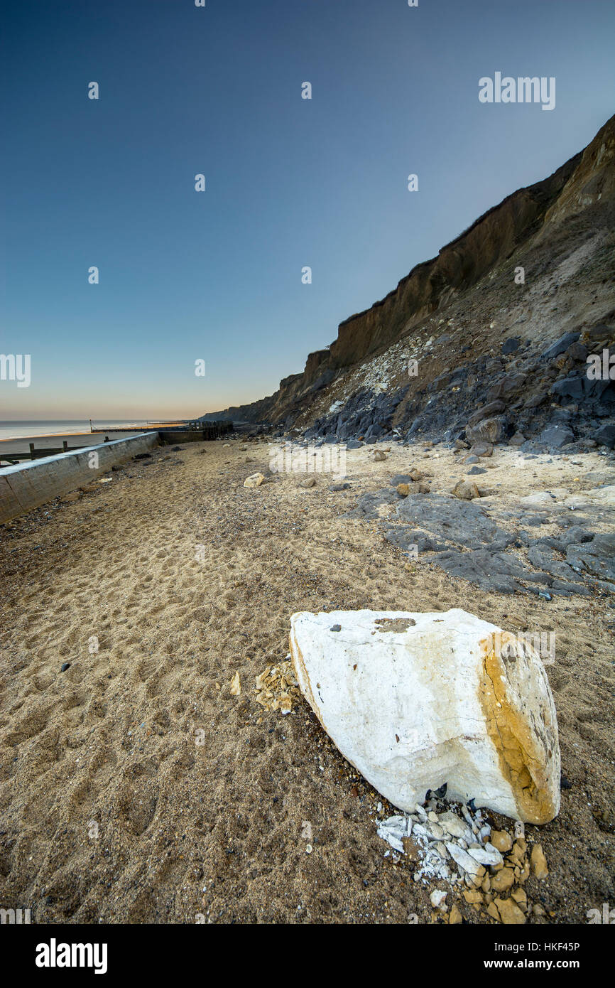 Sheringham cliffs rock fall coastal erosion Stock Photo - Alamy