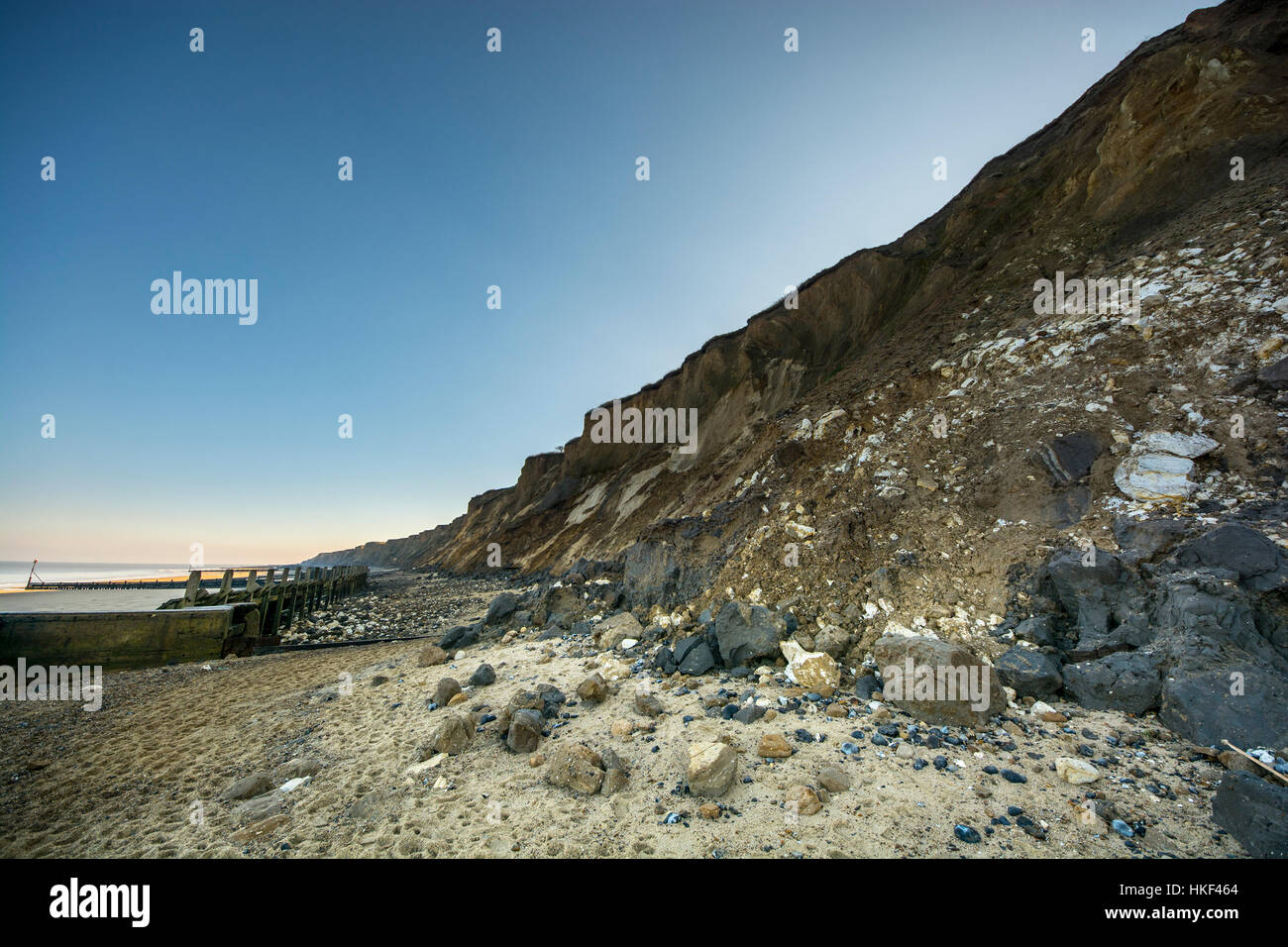 Sheringham cliffs rock fall coastal erosion Stock Photo - Alamy