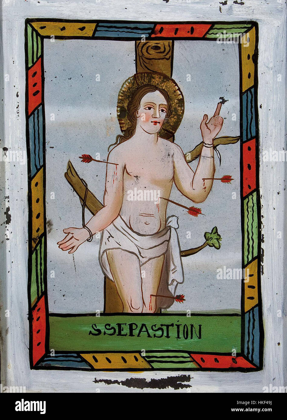 'Heiliger Sebastian' by Dominikus Gastl is a reverse glass painting ...