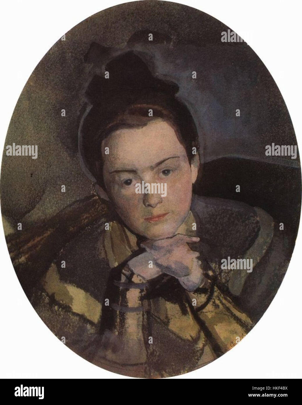 This 1904 painting by K. Somov portrays E.P. Ostroumova Lebedeva ...