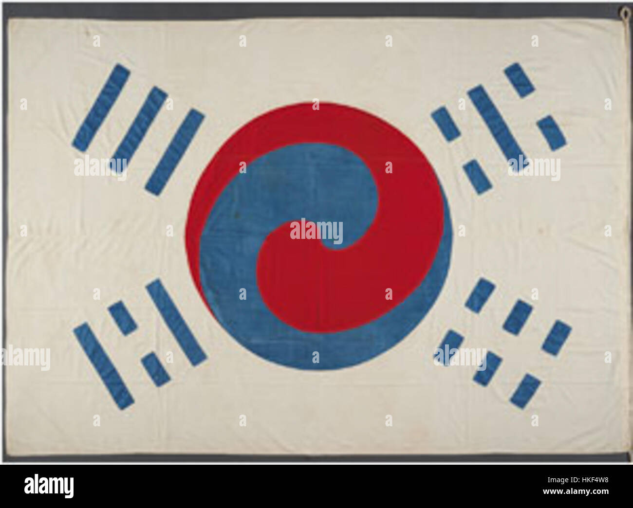 This artwork displays the flag of the Joseon Dynasty, which ruled Korea ...