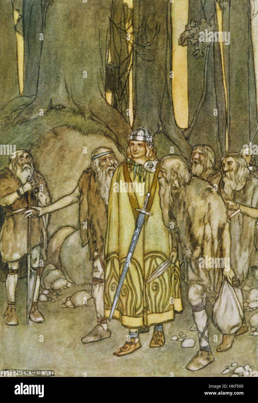 This artwork depicts the legendary Irish hero, Finn McCool, coming to ...