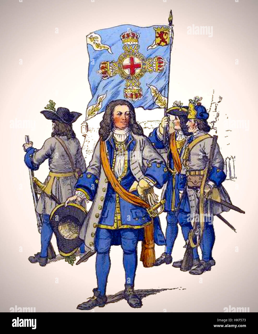 A painting depicting Dutch infantry soldiers from 1701, capturing the ...