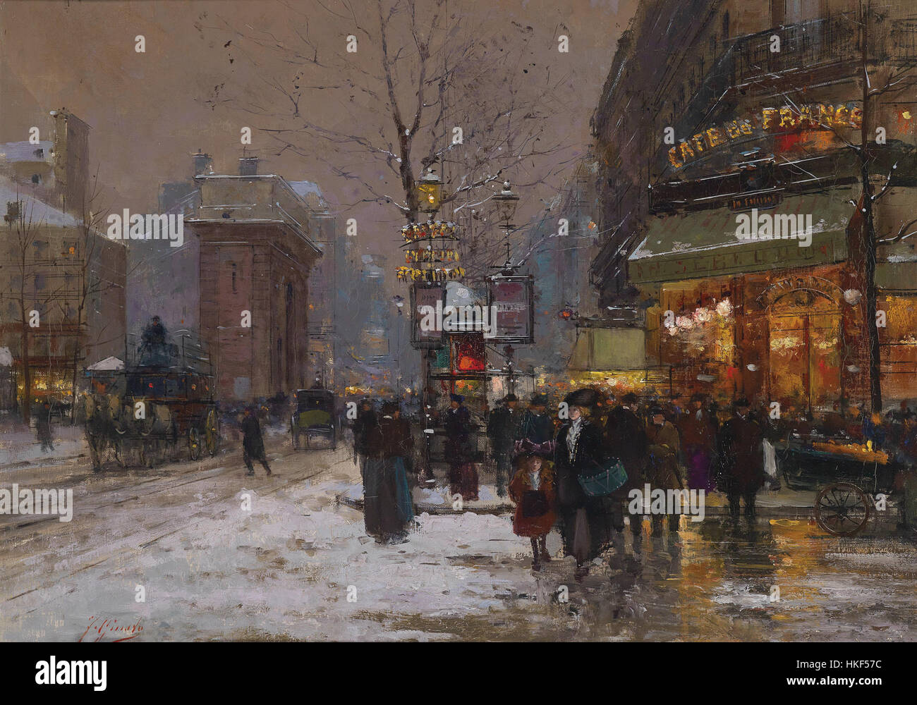 A winter scene painted by Fausto Giusto Pariser, capturing the serene ...