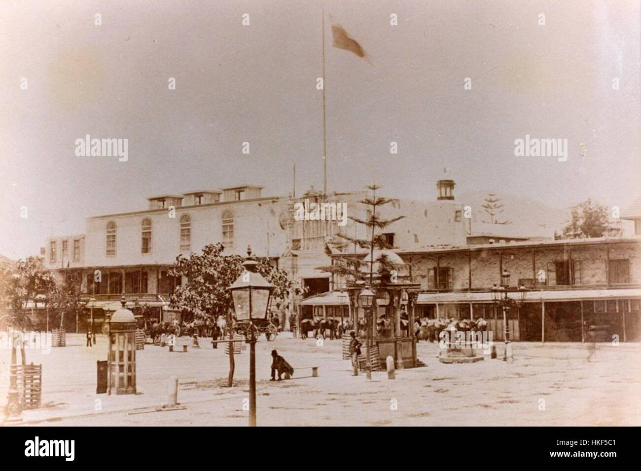This 1881 painting shows the Chilean flag flying over Lima, Peru ...
