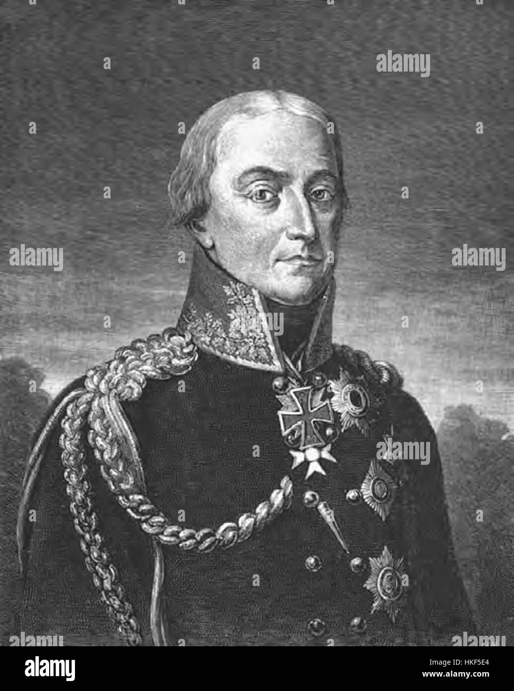 This oil painting portrays Friedrich Wilhelm Freiherr von Bulow, a ...