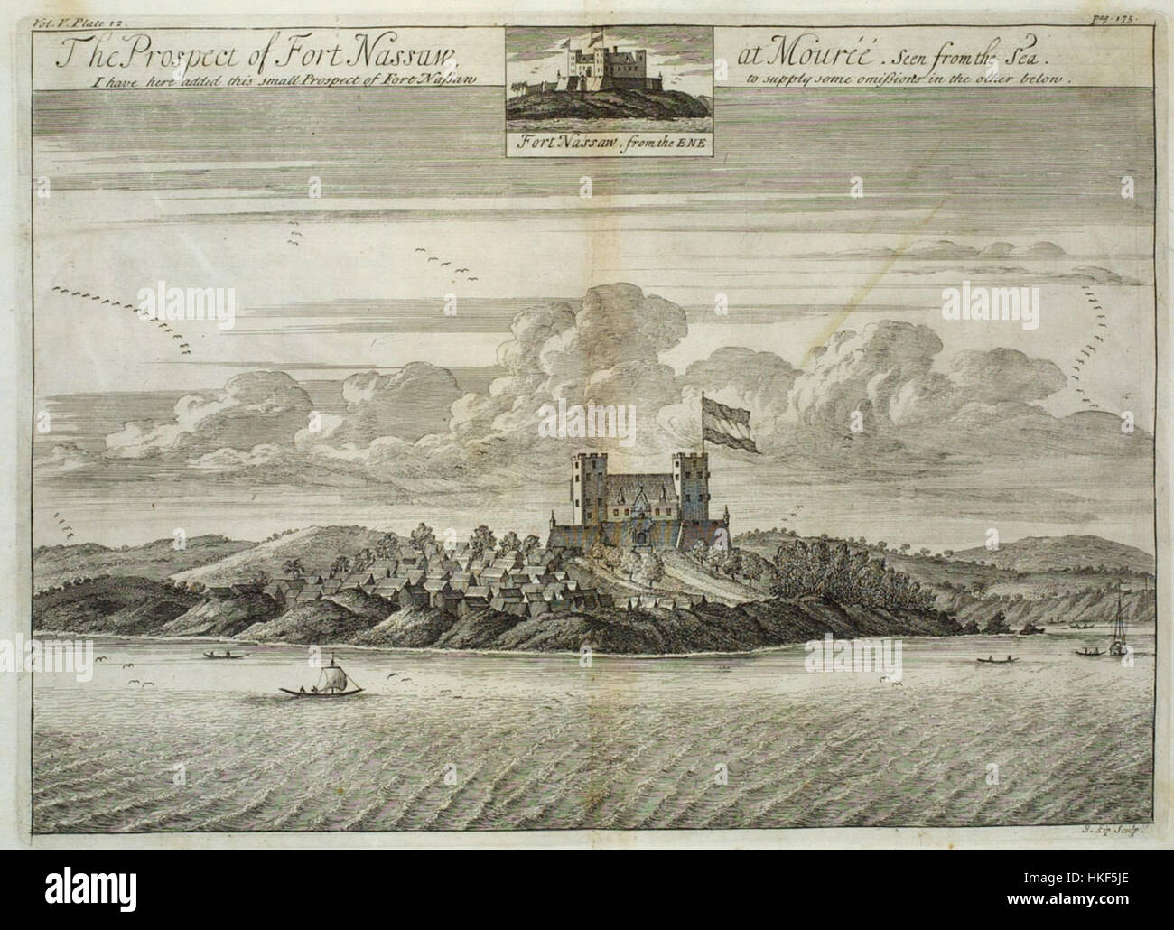 This artwork portrays Fort Nassau Mouri, offering a detailed historical ...