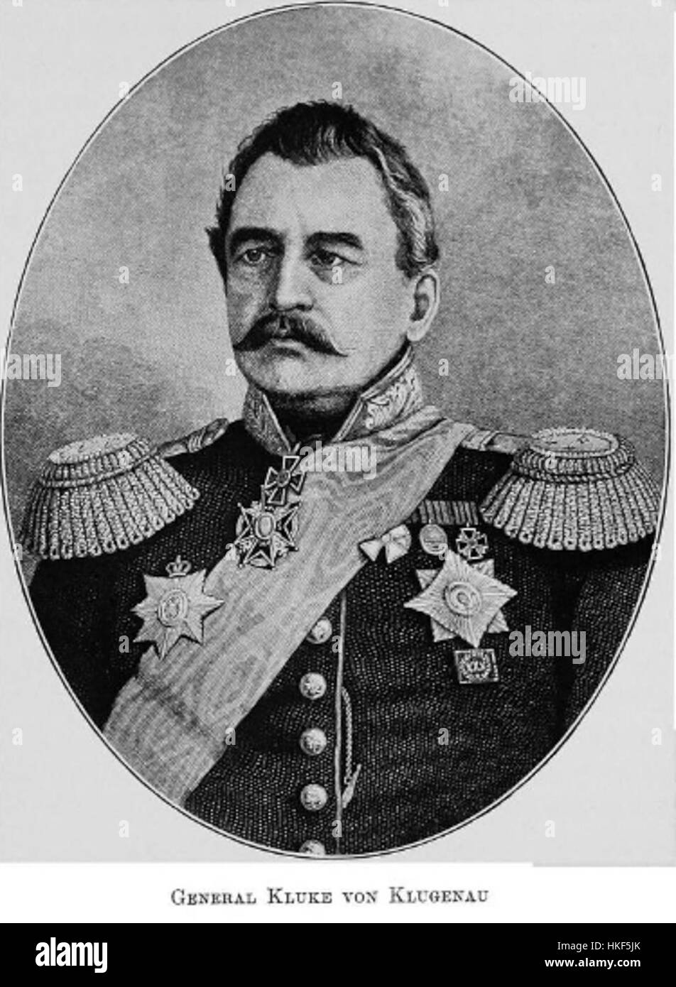 This historical artwork depicts General Kluke von Klugenau, a notable ...