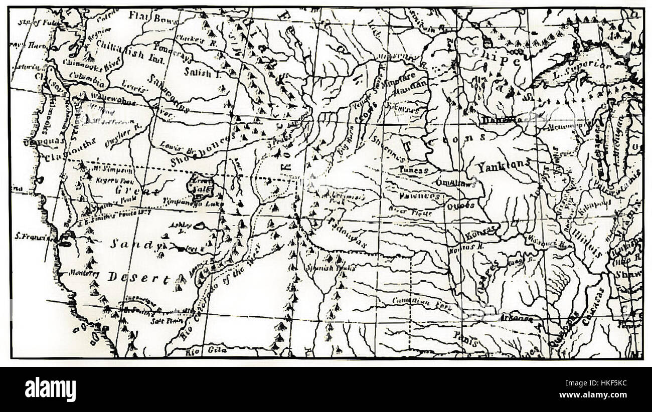 This 1836 map by Albert Gallatin illustrates geographical and political ...