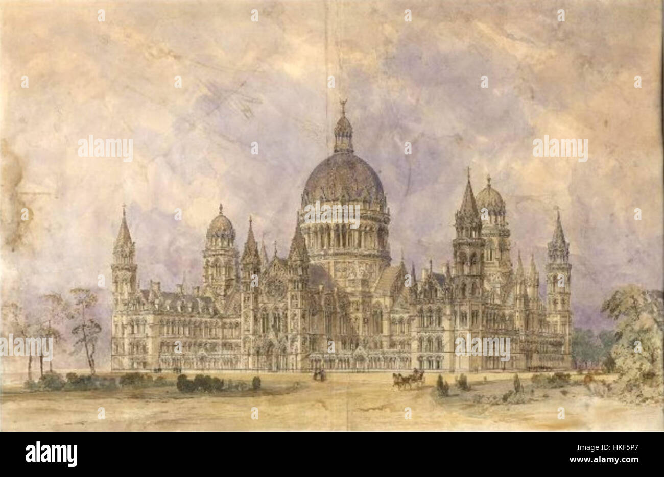 This 1872 architectural drawing by George Gilbert Scott shows a design ...