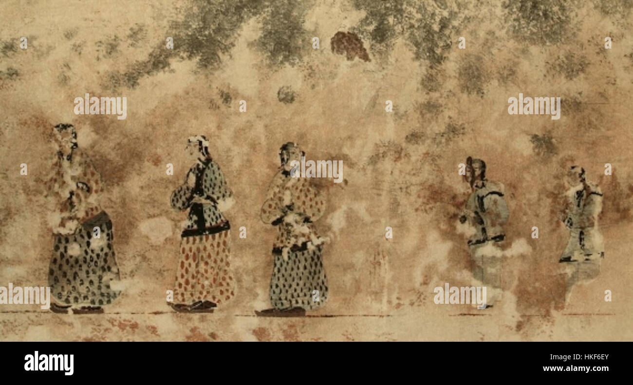 This artwork depicts a grand procession, showcasing a ceremonial march ...