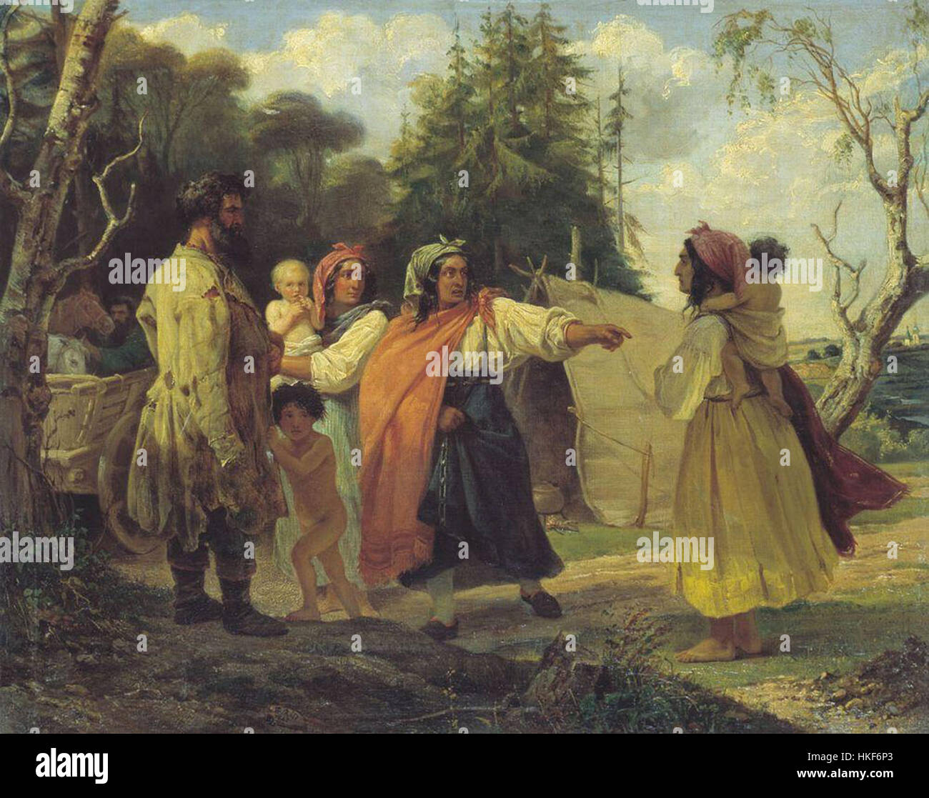 This 1842 painting, 'Gypsy Camp in a Forest,' illustrates a group of ...