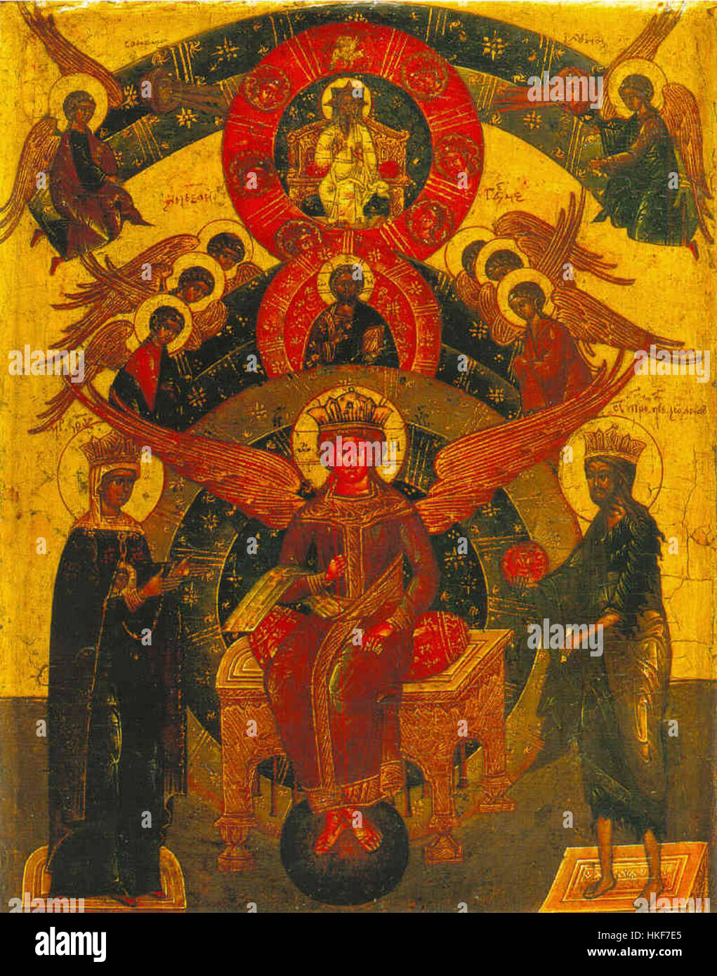 The 'Holy Wisdom' icon from Perm, dating to the 17th century, depicts ...