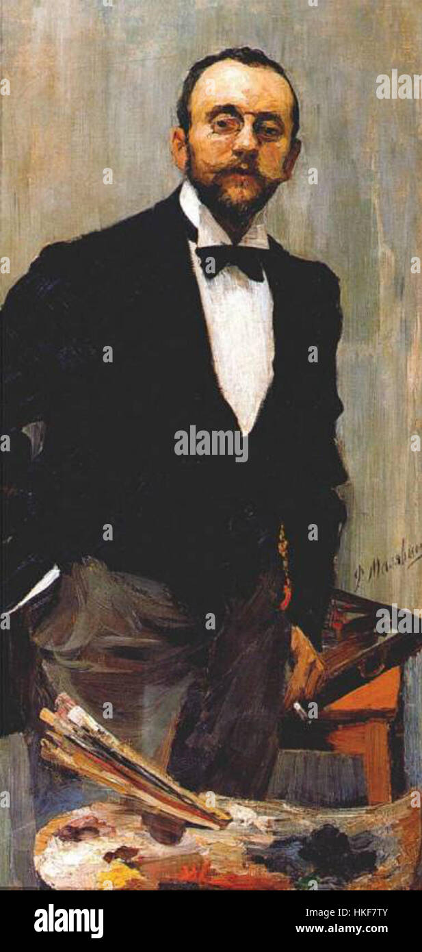 An 1895 portrait by F. Malyavin of the Russian artist Igor Grabar. This ...
