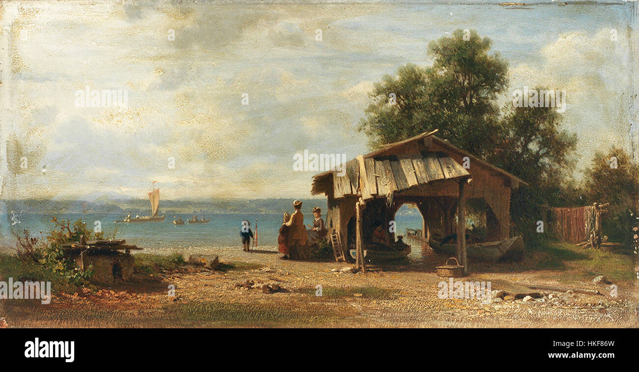 Johann Beckmann's painting 'Ufer am Starnberger See' depicts the serene ...