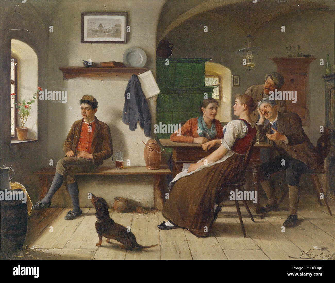 Josef Kinzel's 1897 painting *In der Bauernstube* (In the Farmhouse ...