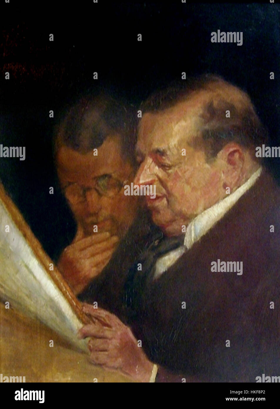 Karl Rixkens' painting 'Zeitungsleser' (Newspaper Reader) captures a ...