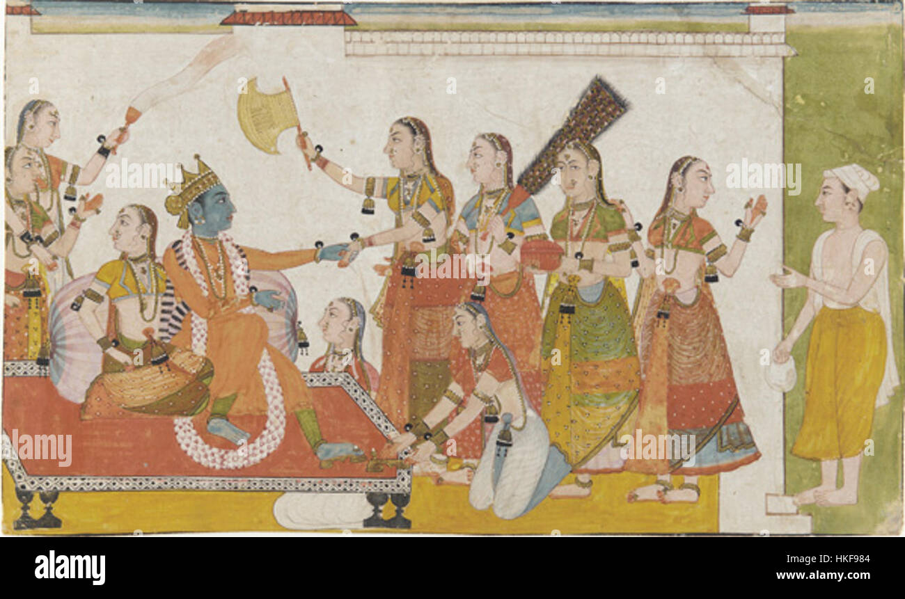 This 17th-century Indian painting illustrates the moment Lord Krishna ...