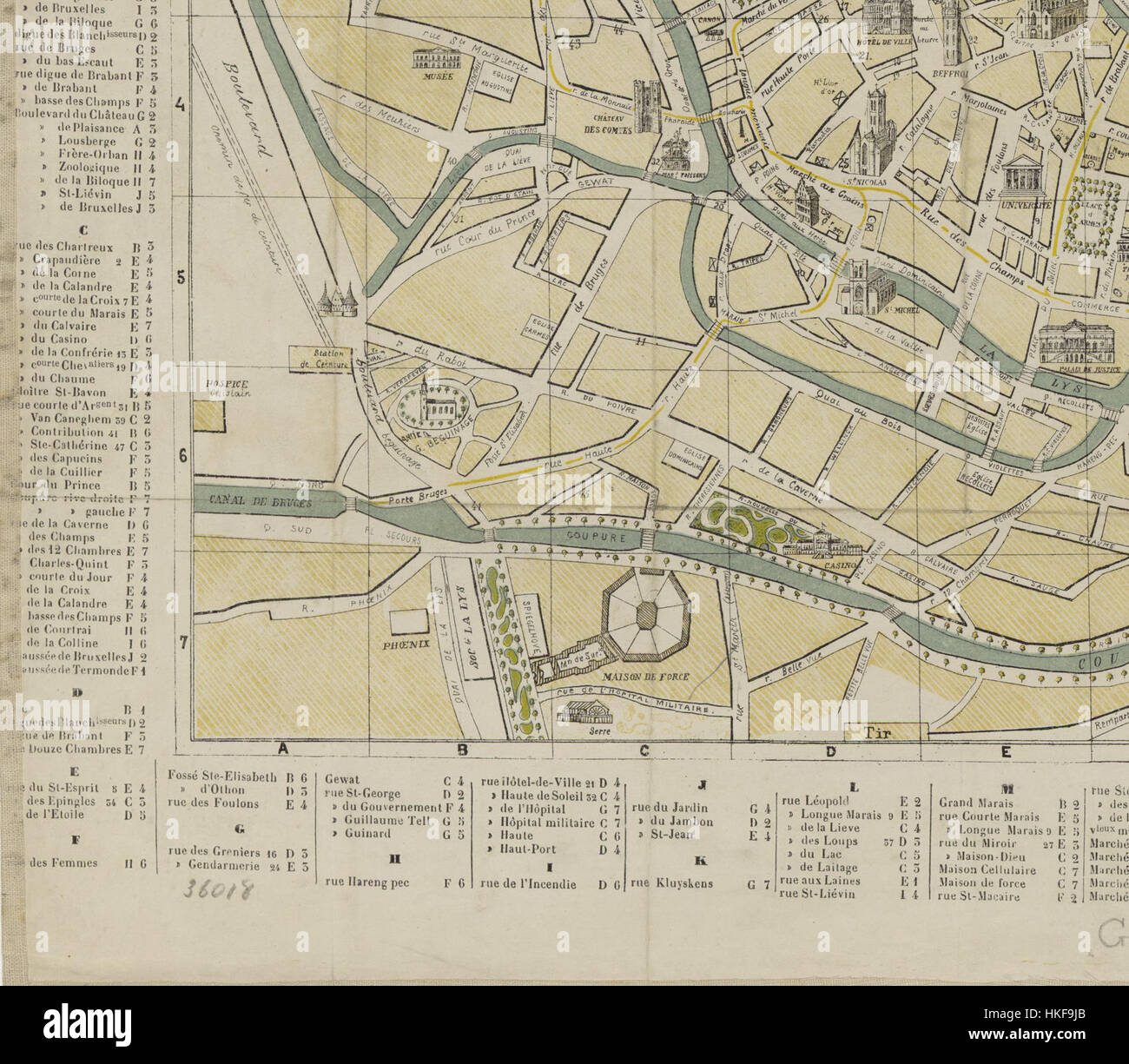This detailed map of Ghent, created by J. B. D. Hemelsoet, captures the ...