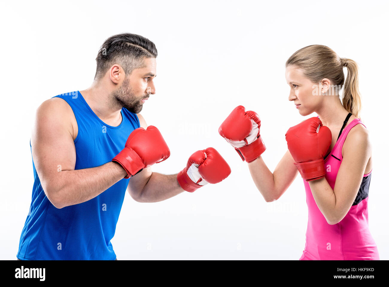 Man and woman boxing Stock Photo - Alamy