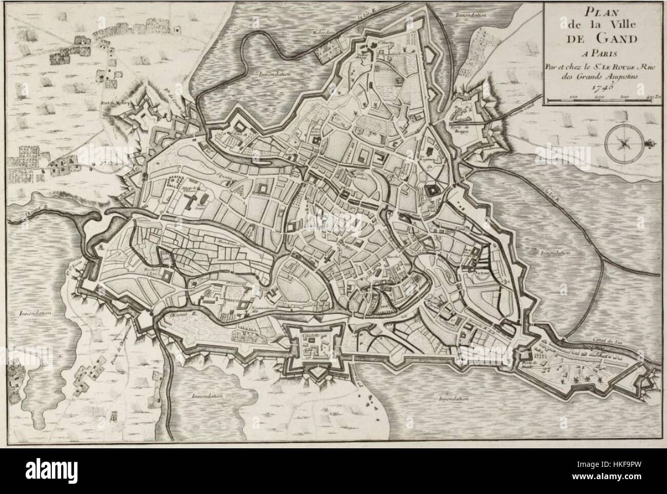 The 1745 map of Ghent by Le Rouge provides a detailed view of the city ...