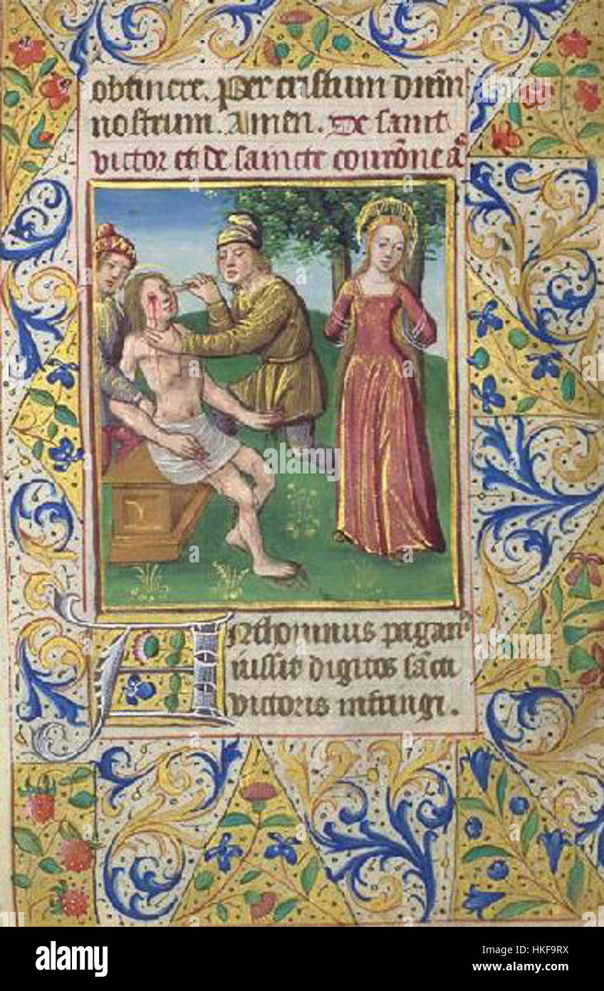 This painting depicts Saints Victor and Corona, two early Christian ...