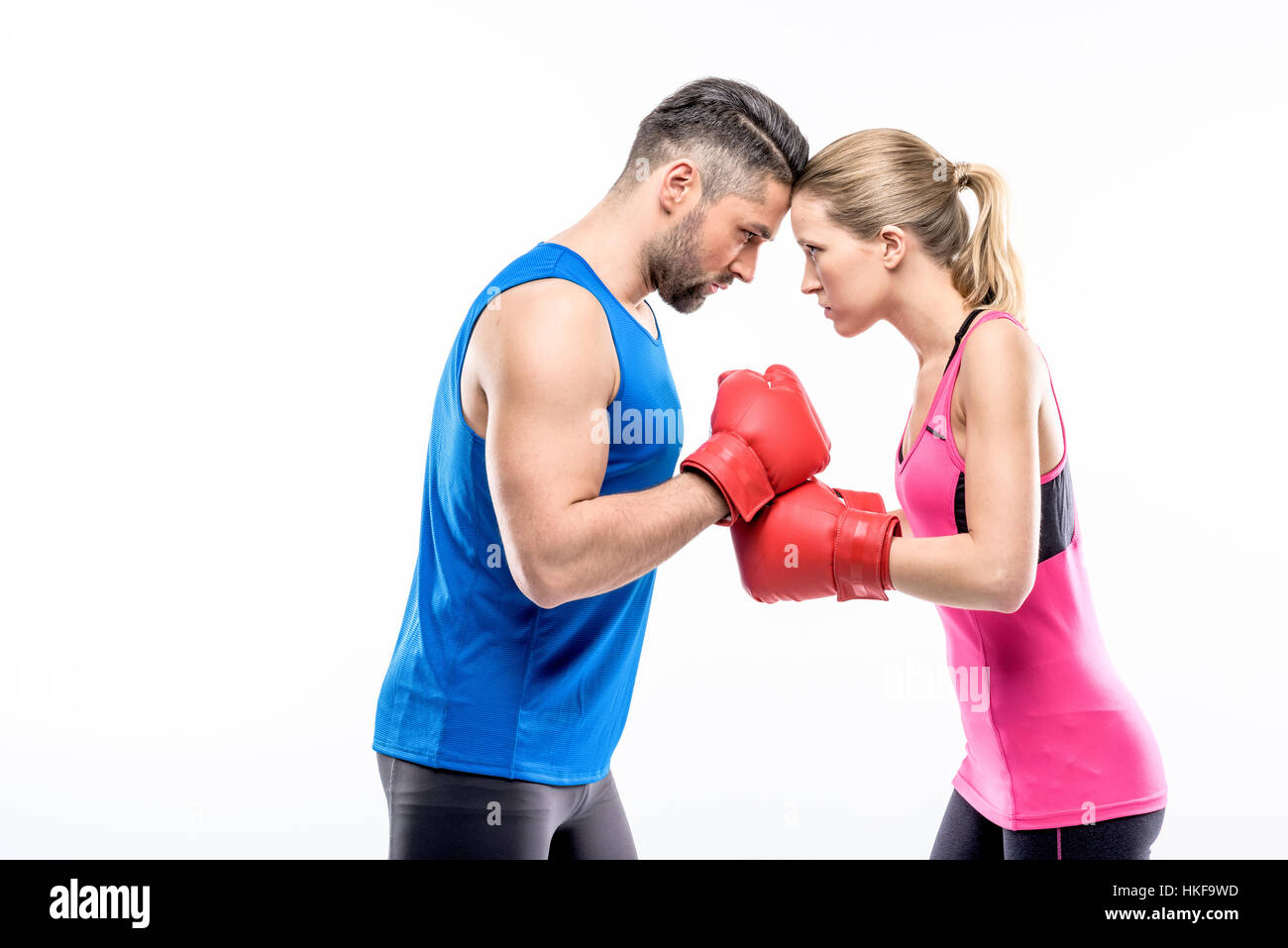 Man and woman in boxing gloves Stock Photo - Alamy
