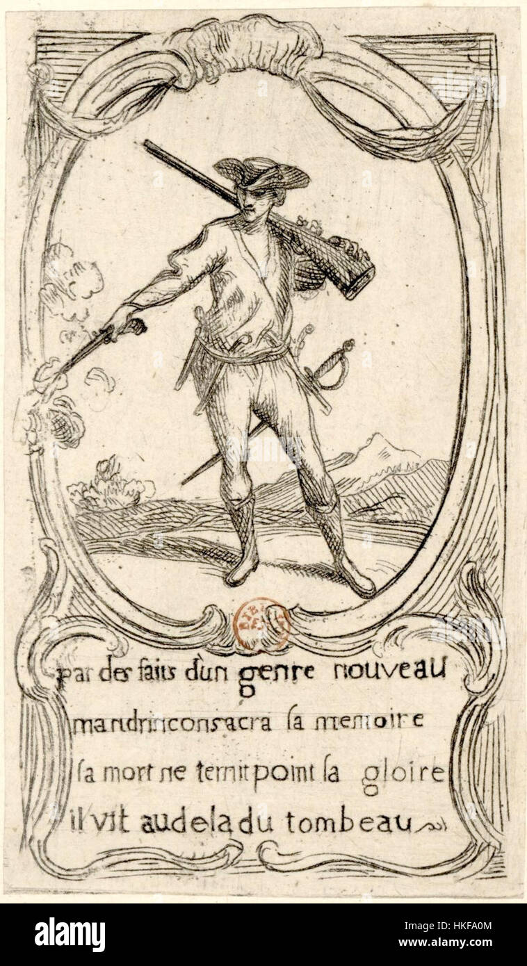 A portrait of Louis Mandrin, a French outlaw and smuggler from the 18th ...