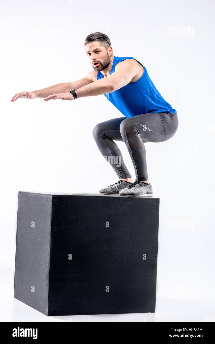 Man box jumping Stock Photo - Alamy