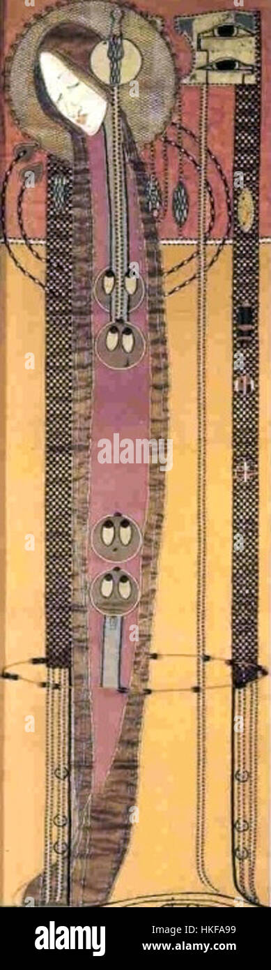 An embroidered panel by Margaret MacDonald, created in 1902. The ...