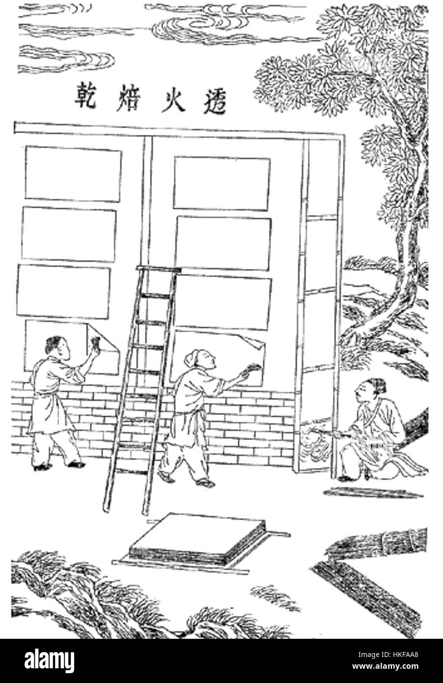 'Making Paper 5' is an oil painting depicting the historical process of ...