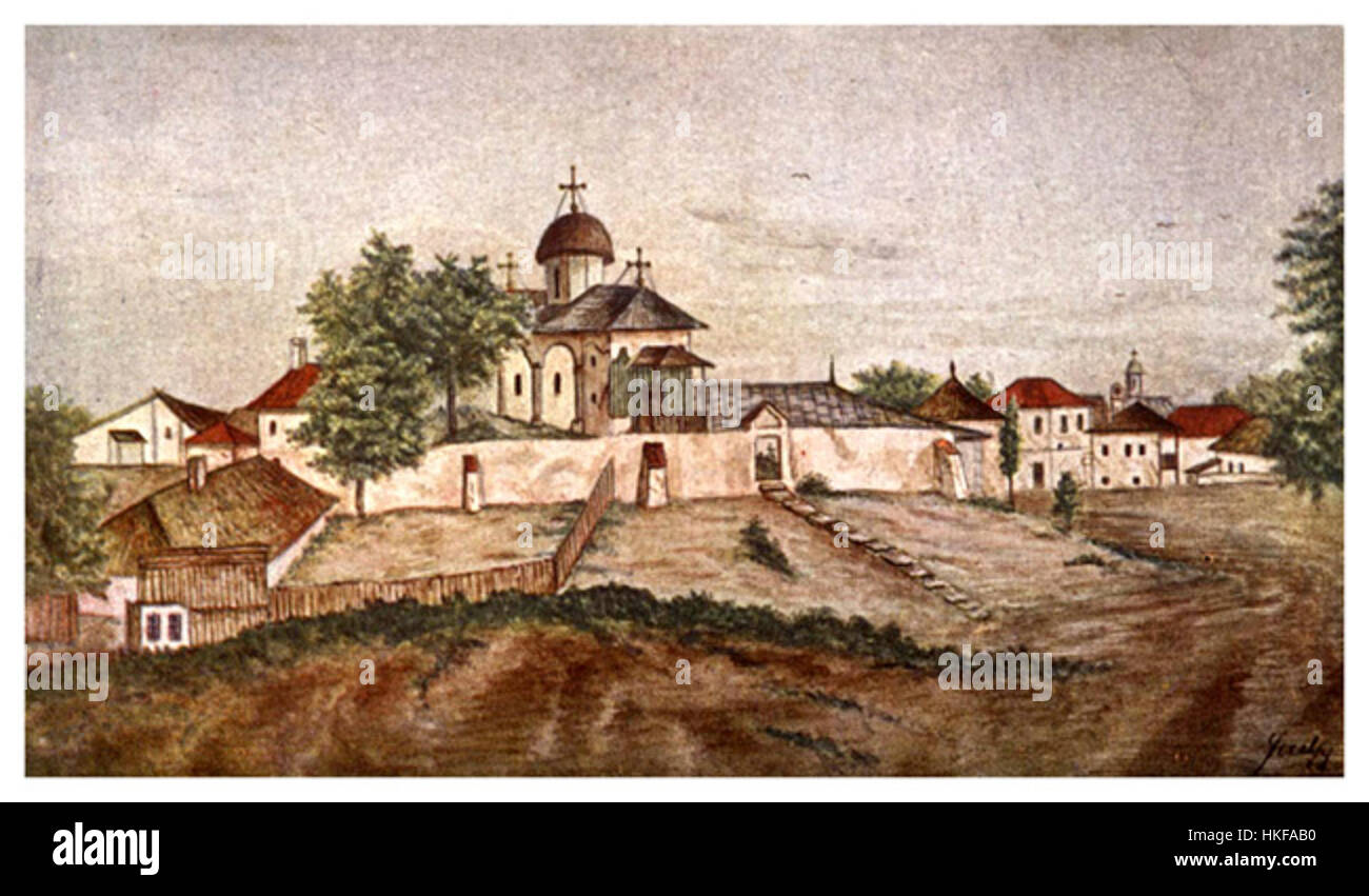 The painting 'Biserica lui Bucur' (Church of Bucur), created in 1856 ...