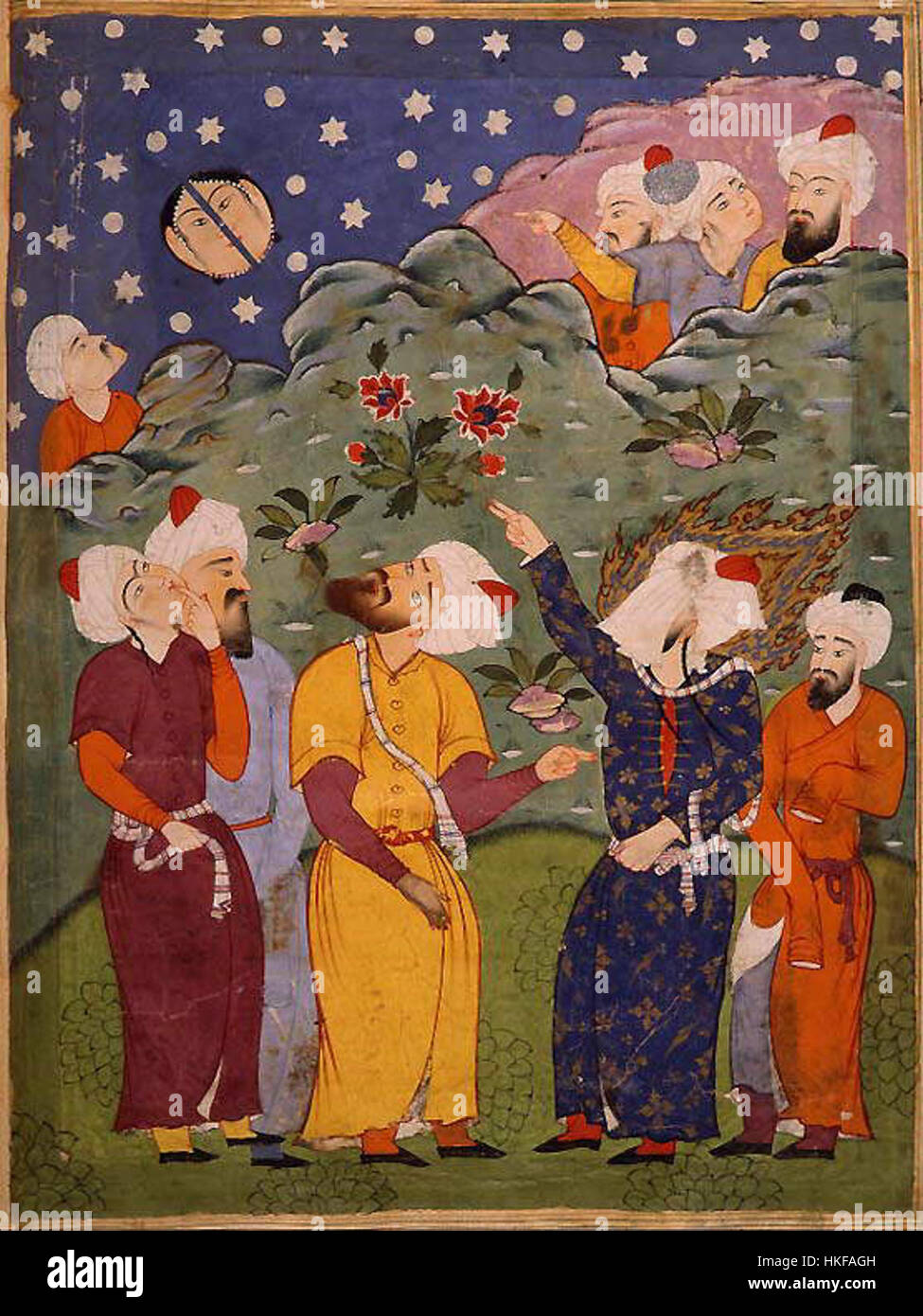 This painting portrays the legendary Islamic story of Mohammed ...