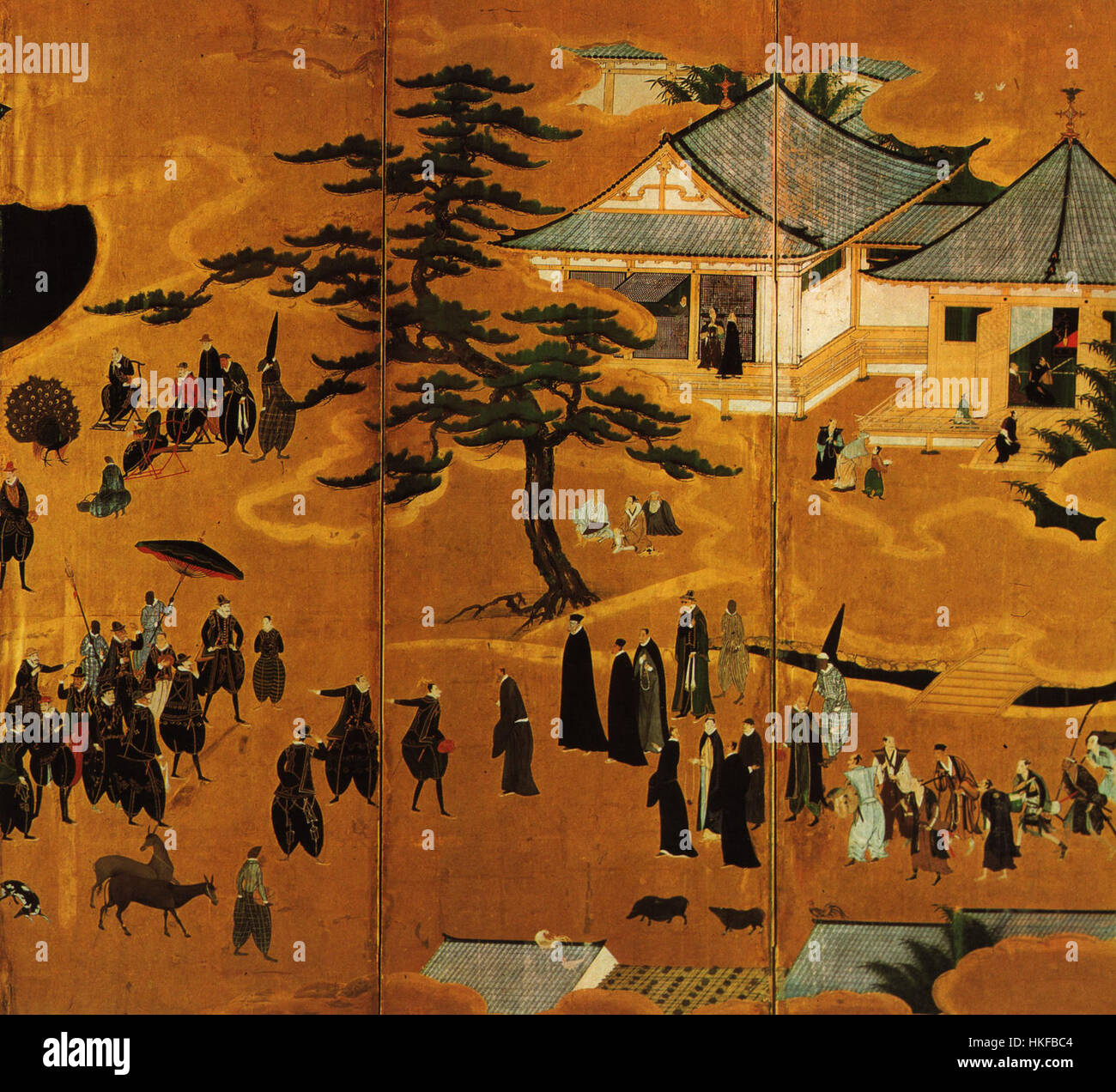 The painting *Namban 17* features a vibrant representation of the ...