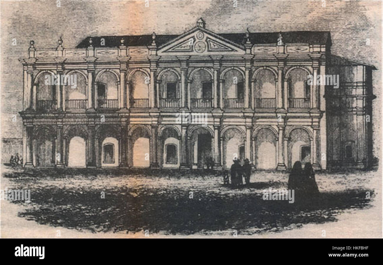 A historical painting from 1854 depicting the Asunción Cabildo, a ...