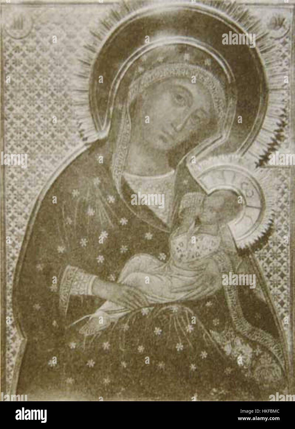 An icon painting of Our Lady Barlovskaya, a revered image of the Virgin ...