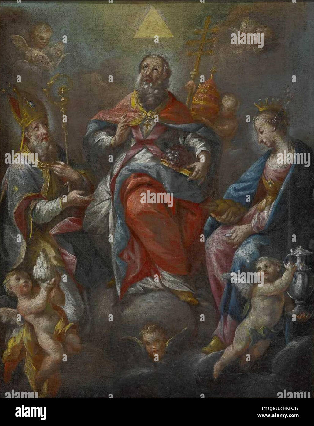 This artwork depicts Pope Urban I and a saint, focusing on the sacred ...