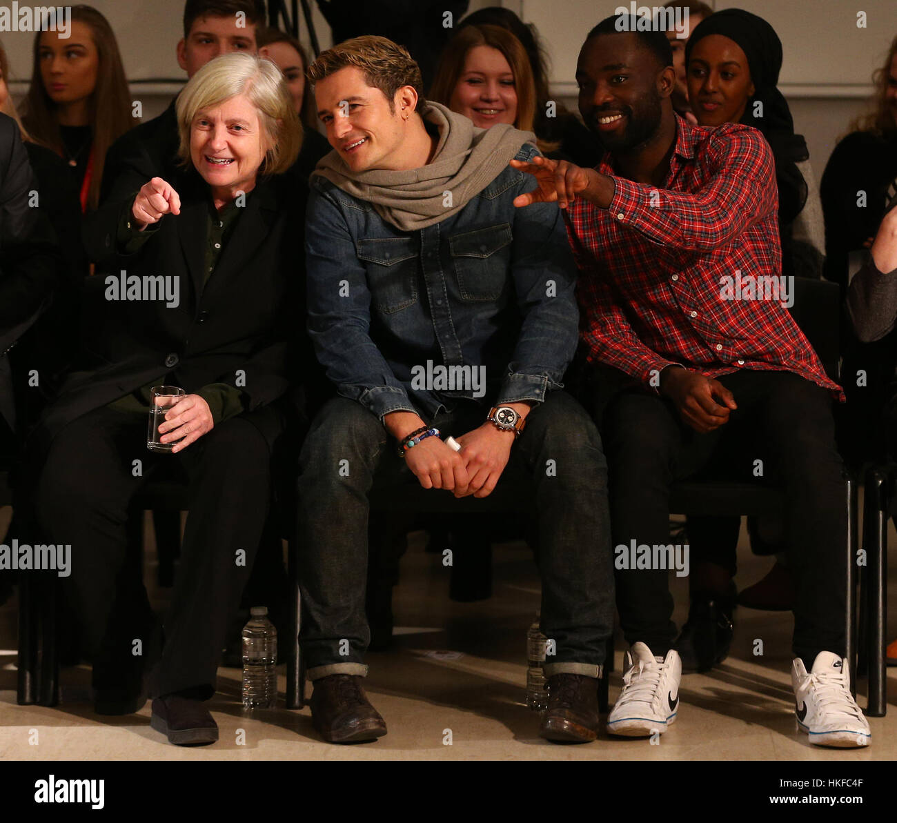 Orlando Bloom and Paapa Essiedu and Patsy Rodenburg whilst attending ...
