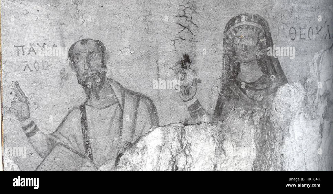 The painting 'Paul and Thecla' portrays the biblical story of Saint ...