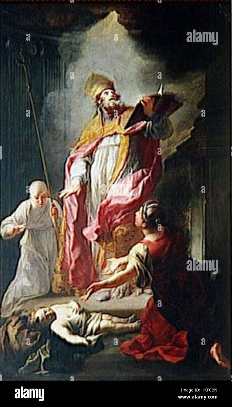 This artwork by Pierre Dulin, titled 'Saint Claude,' features a portrait of Saint Claude ...