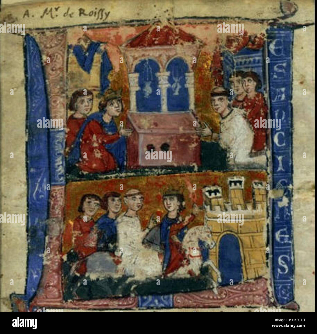 The artwork titled 'Poutnici' represents a historical scene of pilgrims ...