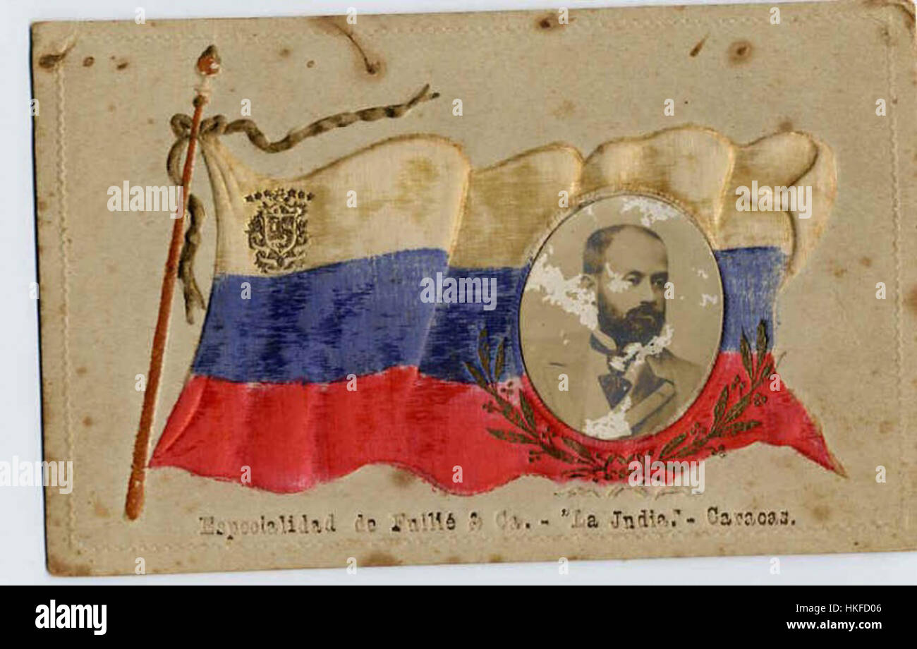 The artwork depicts Cipriano Castro, the Venezuelan leader, in a postal ...