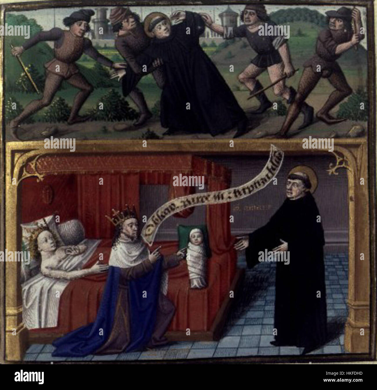 This artwork portrays the biblical and historical figures Saint Amand ...